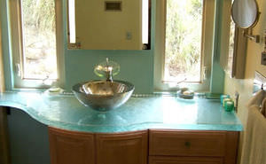 Glass vanity top - nebraska - ThinkGlass - custom / recycled / backlit