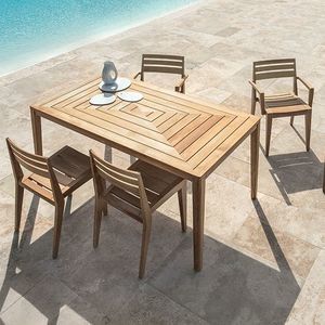 Contemporary dining table - Cronos - Ethimo - teak / teak base / rectangular