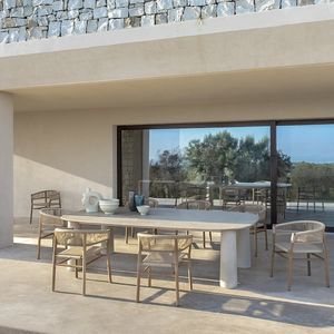 Contemporary dining table - Cronos - Ethimo - teak / teak base / rectangular