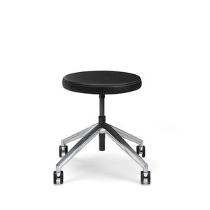 Fabric task stool - 141 - Stoll Giroflex - plywood / leather / ergonomic