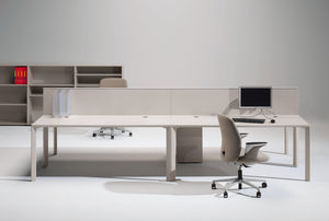 Workstation desk - LESS - UNIFOR - free-standing / contemporary / metal