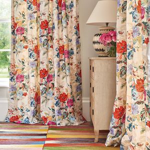 Curtain fabric - GINKGO - Jane Churchill - floral pattern / cotton / linen