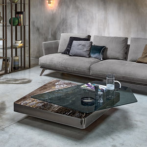 Contemporary coffee table - RUMORS - arketipo - marble / quartz / brass ...