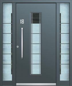 Entry door - AGE 1044 - INOTHERM - glass / aluminum / stainless steel