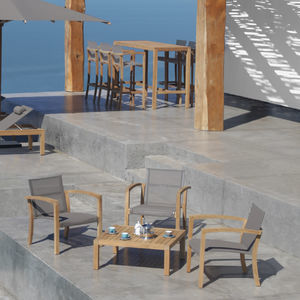 Contemporary side table - XQI - Royal Botania - teak / teak base / square