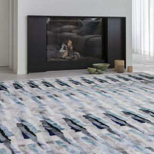 Contemporary rug - Livelli - JOV - striped / silk / New Zealand wool