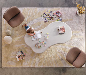 Contemporary rug - Livelli - JOV - striped / silk / New Zealand wool