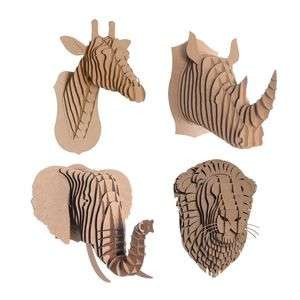 Cardboard sculpture - REX T-REX HEAD - cardboard safari - wall