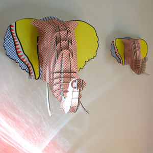 Cardboard sculpture - EYAN CHEVRON PRINT ELEPHANT HEAD - cardboard ...