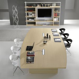 Contemporary conference table - ARCHEMIDE - ALEA - glass / metal / leather