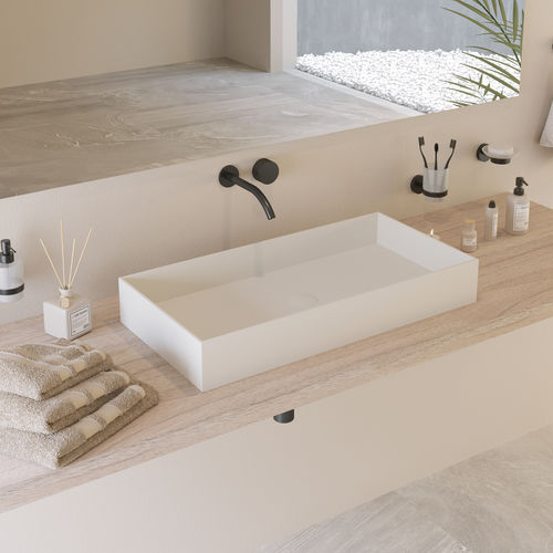 Countertop washbasin - 290026 SOLIDJOY-75 - IDEAVIT B.V - Solid Surface / rectangular / contemporary