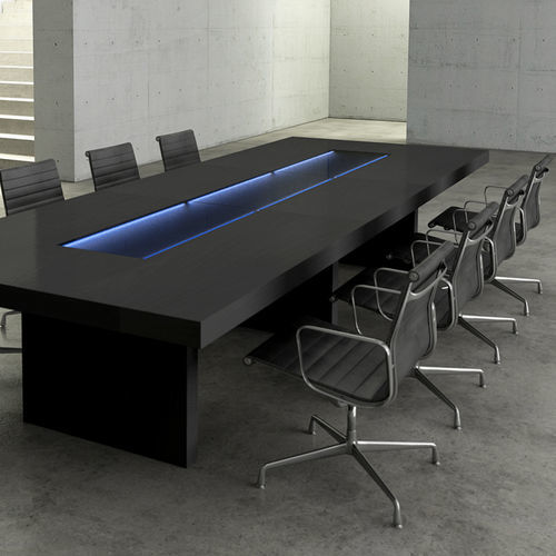 Contemporary conference table - MODULOS - SOTUBO - wood / glass / leather