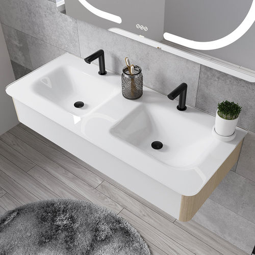 Built-in washbasin - HARMONY - BISELARTE - glass / with counter / high-gloss