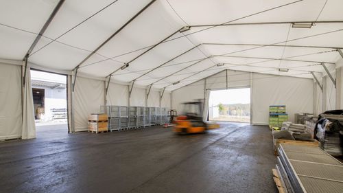 Temporary building - 122 - HALTEC - metal / steel framing / storage