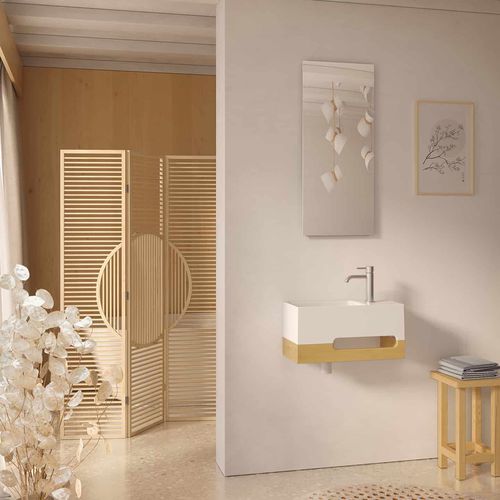Wall-mounted hand basin - JAPANDI - DECOTEC - rectangular / Solid ...