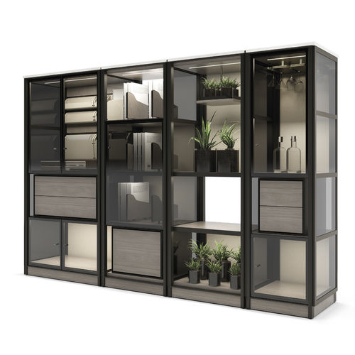 Contemporary display case - DOMUS - GIORGETTI - glass / metal / aluminium