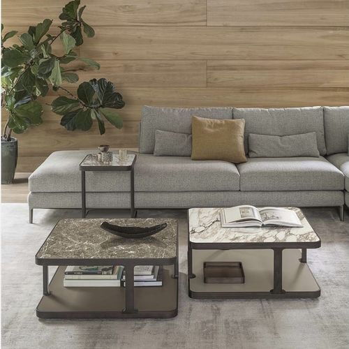 Contemporary coffee table - Toledo - ALIVAR - MDF / marble / walnut base