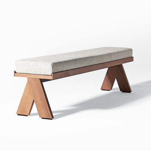 Contemporary garden bench - JOI OPEN AIR - MERIDIANI - iroko / fabric ...