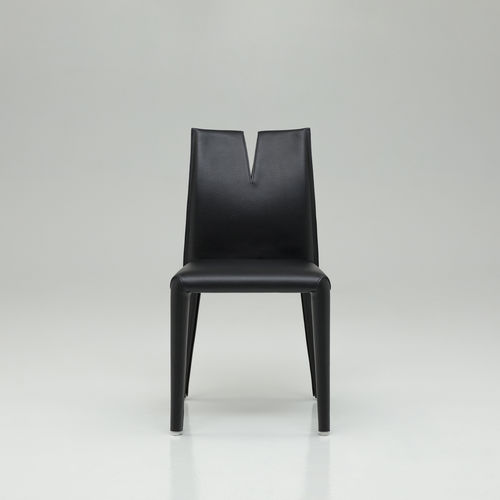 Contemporary chair - Cutter - B&B Italia - indoor / leather / steel base