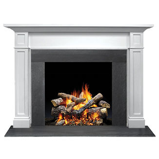 Traditional fireplace mantel - ACADIA FLUSH - QUADRA-FIRE - marble