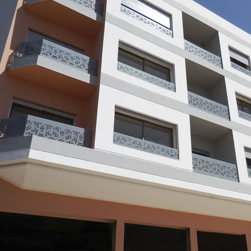 Aluminum railing - BPLAN - perforated sheet metal / outdoor / for balconies