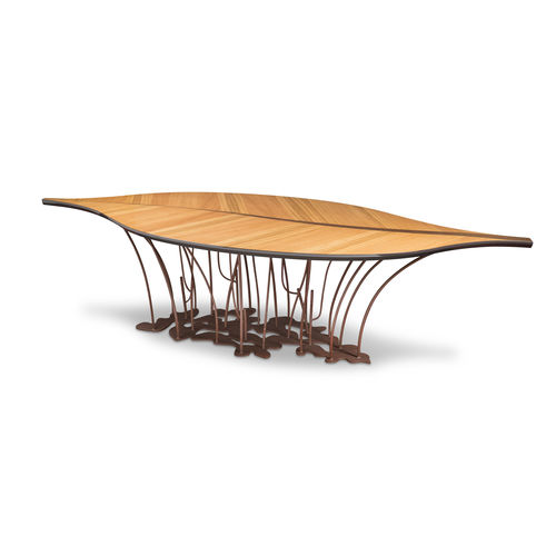 Contemporary table - LEAF FENICE - VGnewtrend - wooden / metal / metal base