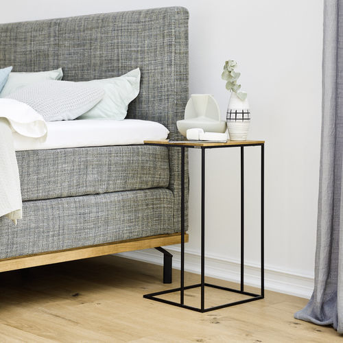 Contemporary bedside table - NELA - Musterring - oak / metal base ...