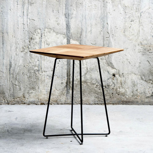 Contemporary side table - NUBE - qowood - metal / oak / rectangular