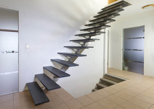 Straight staircase - EDI59 - La Maestria - stone step / stainless steel ...