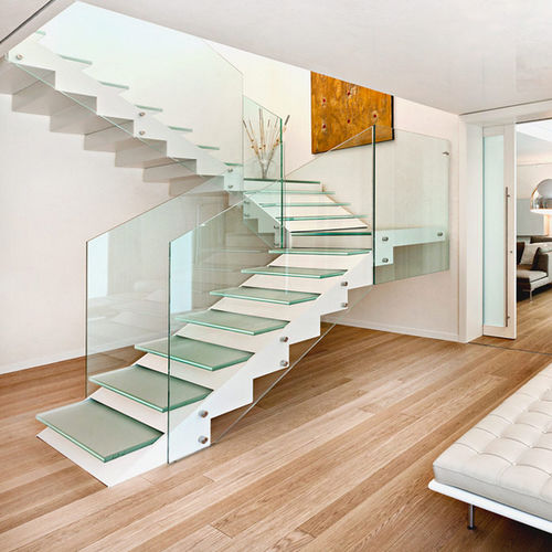 Half-turn staircase - VISTA PROJECT - Officine Sandrini - glass step ...