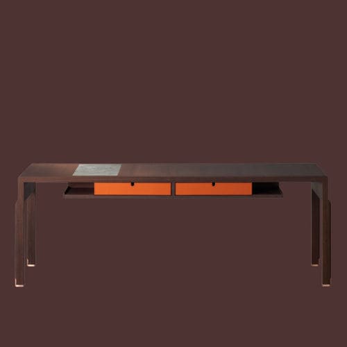Contemporary sideboard table - ESTI - DIMENSIONE CHI WING LO - sucupira / leather / natural stone