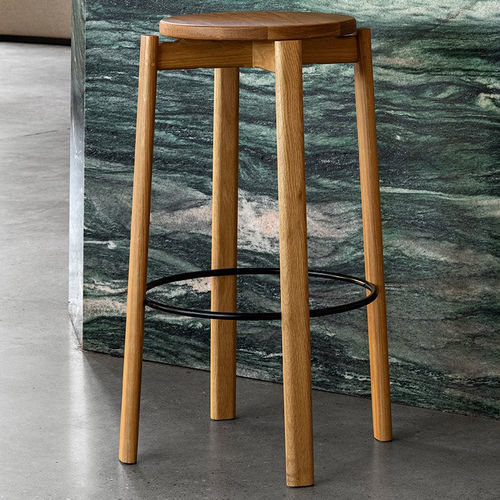 Contemporary bar stool - PASSAGE - AUDO - fabric / oak / walnut