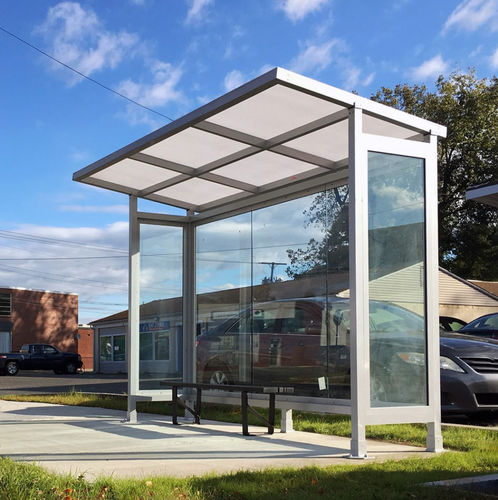 Glass bus shelter - SLIMLINE SHED - Brasco International Inc ...