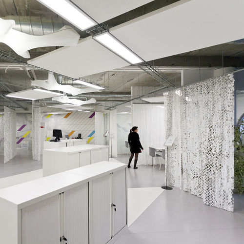 Wall-mounted acoustic panel - Spacing - for ceiling / fabric / rectangular