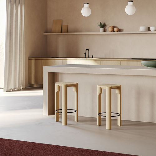 Contemporary bar stool - DOMUS - Omelette Editions - oak / ash / 3-legged