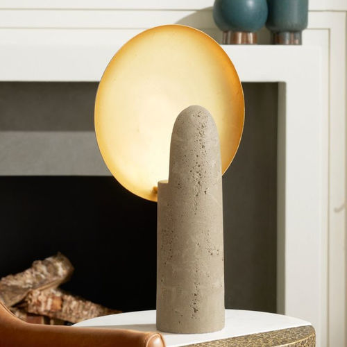 Table lamp - ECLIPSE - Arteriors Home - steel / travertine / contemporary