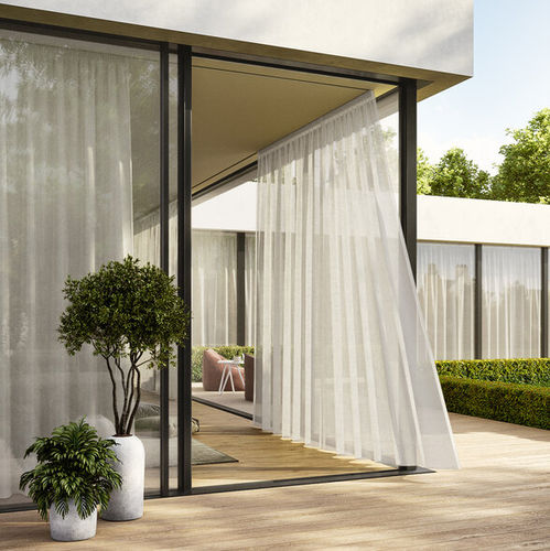 Plain sheer curtain fabric - CAPRI PLUS - ado goldkante - polyester ...