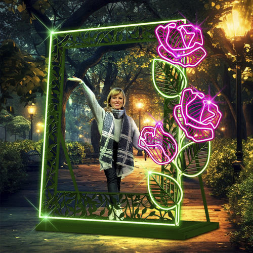 Light art installation - Frame with Roses - Terra Group - outdoor ...