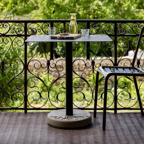 Contemporary bistro table - DONUT - Lyon Béton - aluminum / aluminum ...