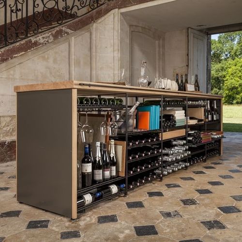 Bar counter LARGE L Atelier du Vin beech metal original design