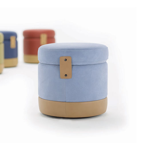 Contemporary pouf - TONDER - egoitaliano - leather / round / with ...