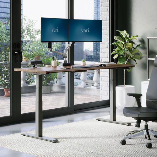 Desk with post - 402279 - VARIDESK - contemporary / wooden / straight