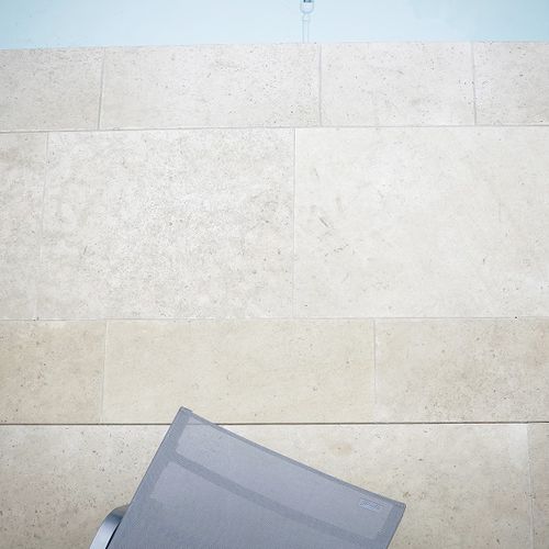 Limestone paving slab - Luget - outdoor / indoor / brushed