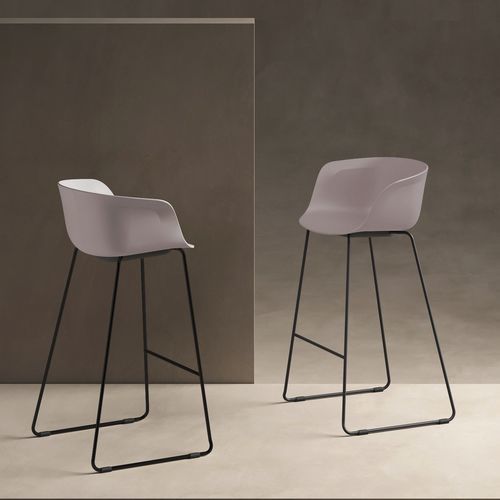 Minimal bar stool - LORIA - vank - plastic / metal base / swivel