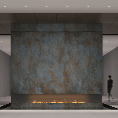 Contemporary fireplace surround - IRON - NABEL GROUP - porcelain / blue ...