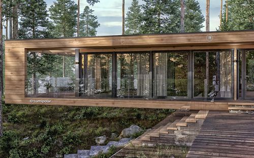 Modern house - AVANGARD 207 - Lumi Polar - single-story / wooden / glass