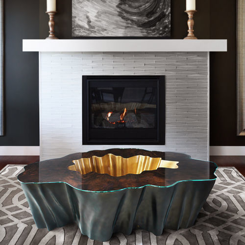 Organic design coffee table - GAIA - KARPA - walnut / fiberglass base ...