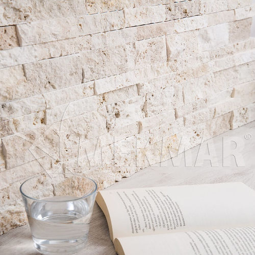 Travertine wall cladding - CLASSIC SPLIT FACE - Mekmar - interior / outdoor / textured