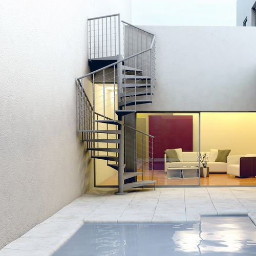 Square spiral staircase - F20-Q - d'OPERA STAIRS - metal step / metal ...