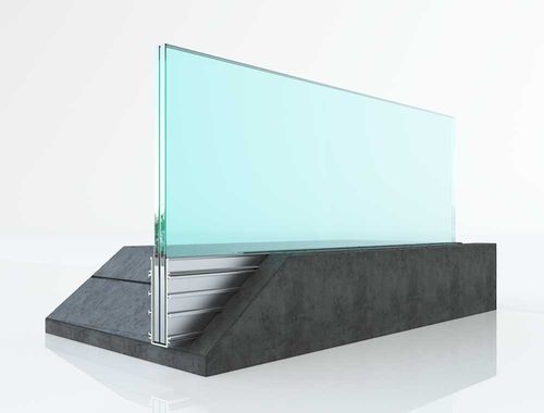 Glass railing - U BASE TYPE B - Salinox - aluminum / glass panel / indoor